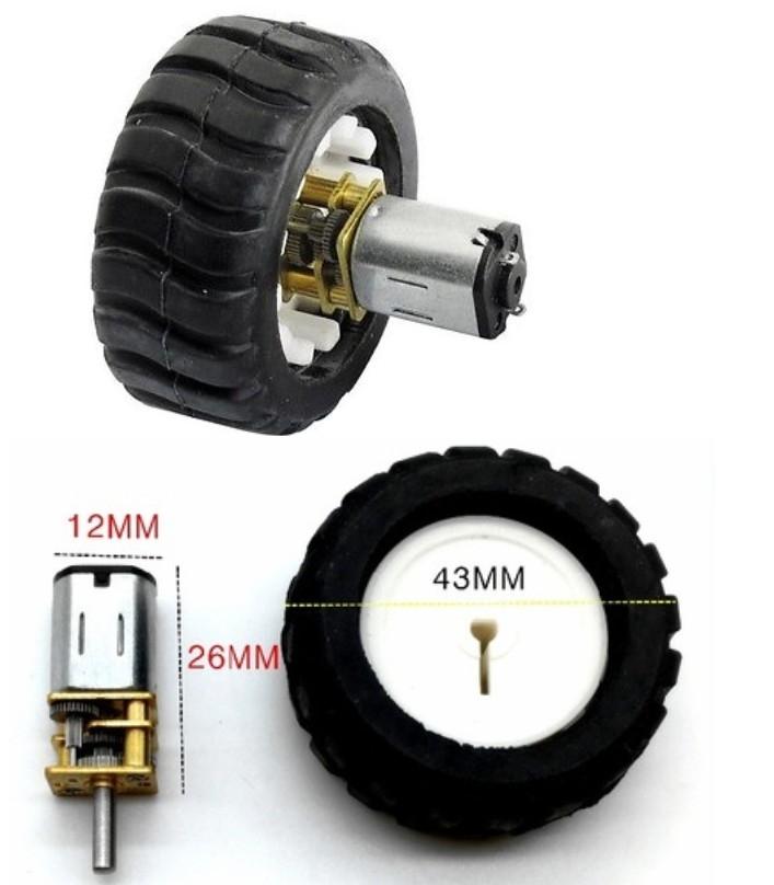 N20 Micro Gear Motor with Rubber wheels For Robot | Daraz.pk