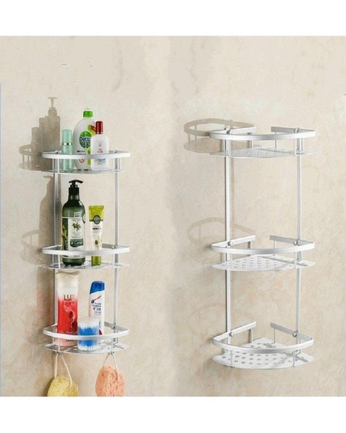 3 Layer Triangular Shower Caddy – Silver | Daraz.pk
