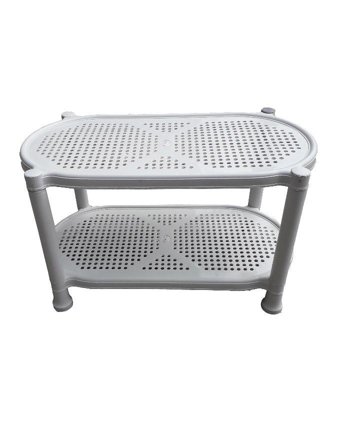 Plastic Double Shelf Plastic Table- White | Daraz.pk