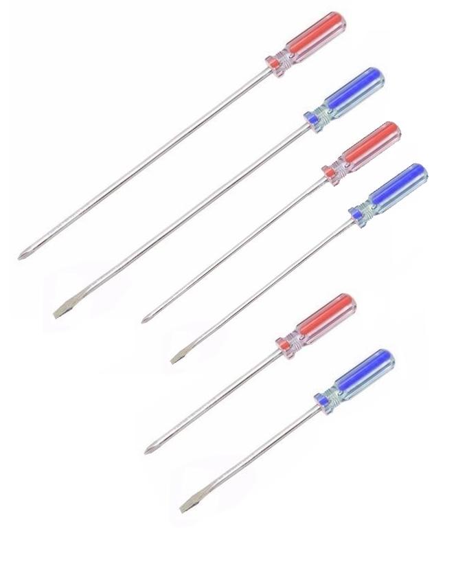 Pack of 6 - Long & Thin Shaft Screwdriver - Phillips & Flat Head | Daraz.pk