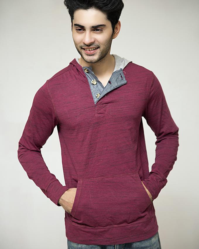 Men's Rhino Lightweight Hoodie - Wine - SW-009 | Daraz.pk