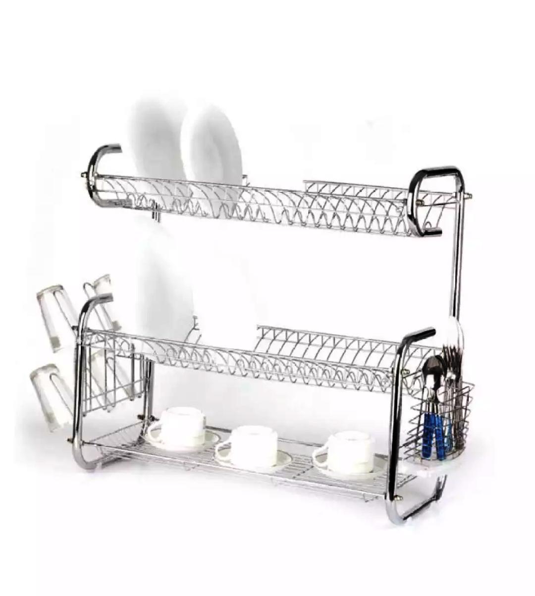 Chromed iron Plate Rack 3 Tier G Shape | Daraz.pk