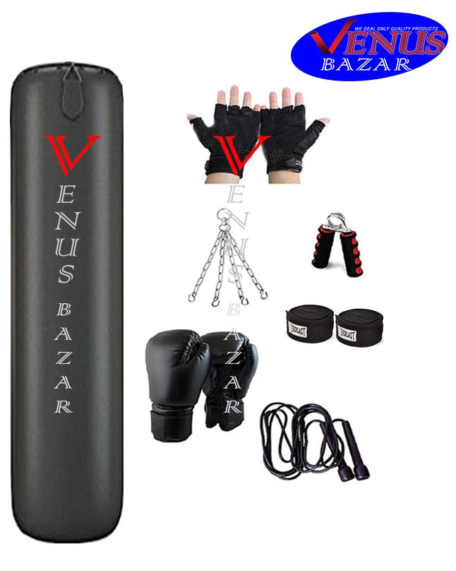 4Ft Boxing Bag Punching Bag With Gloves Chain Skipping Rope Gripper ...