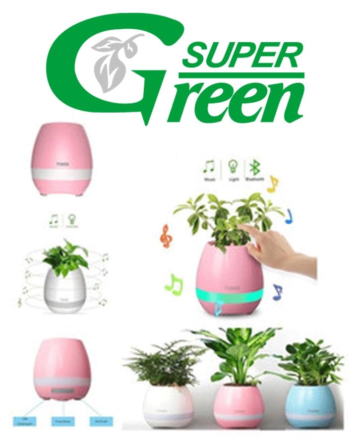 Super Green Smart Flower Pot Bluetooth Speaker With Led Night Light ...