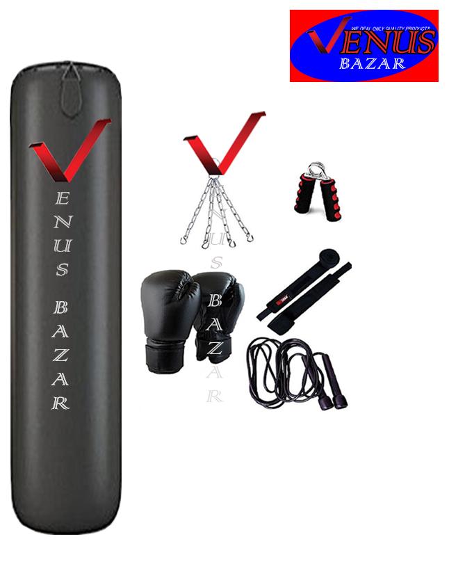 4Ft Boxing Bag Punching Bag With Gloves Chain Skipping Rope Gripper ...