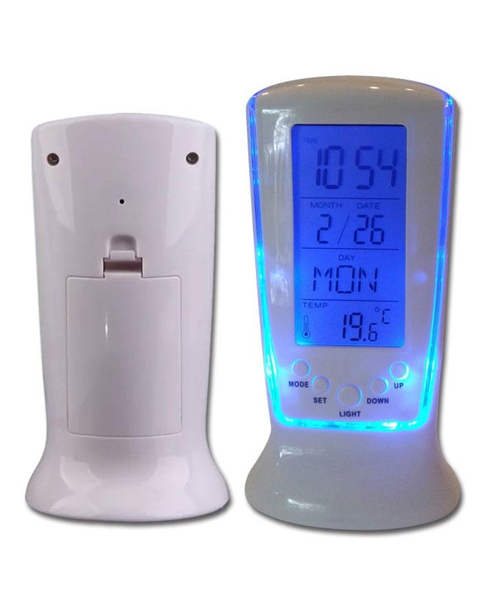 Square Alarm Clock - White Plastic Modern Square LCD Digital Alarm ...