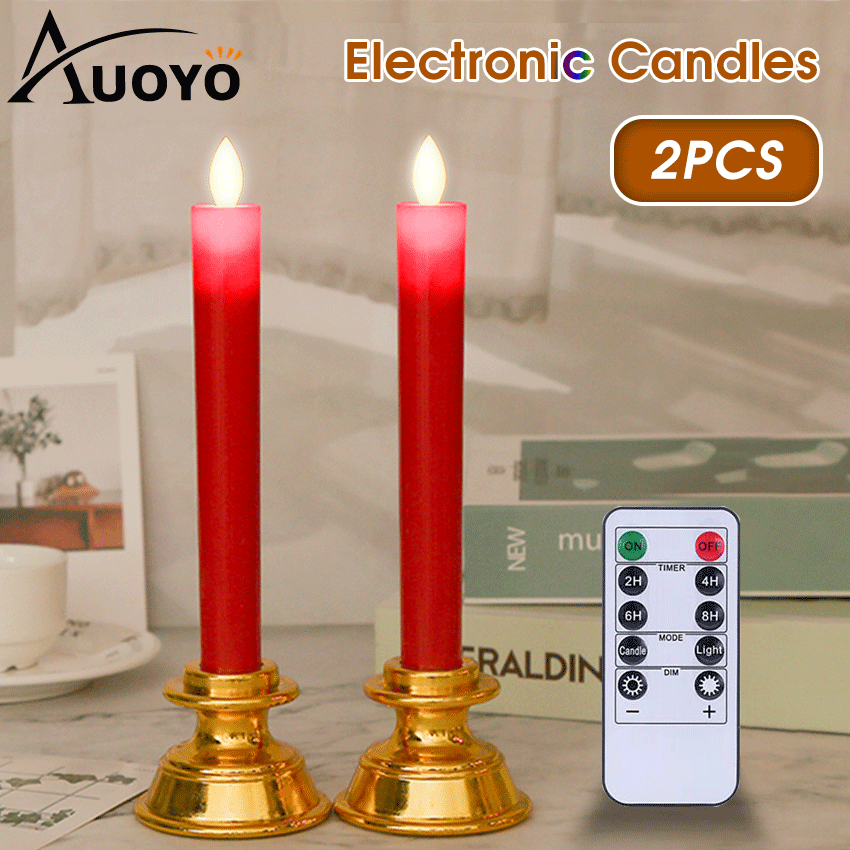 Auoyo 2PCS LED Candles Christmas Flameless Window Candle Lights with 2 ...