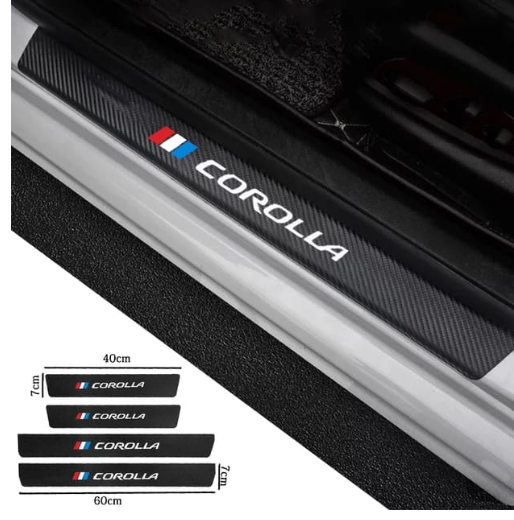 4PCS Carbon Fiber Car Door Sill Guard Protected Stickers For Toyota ...