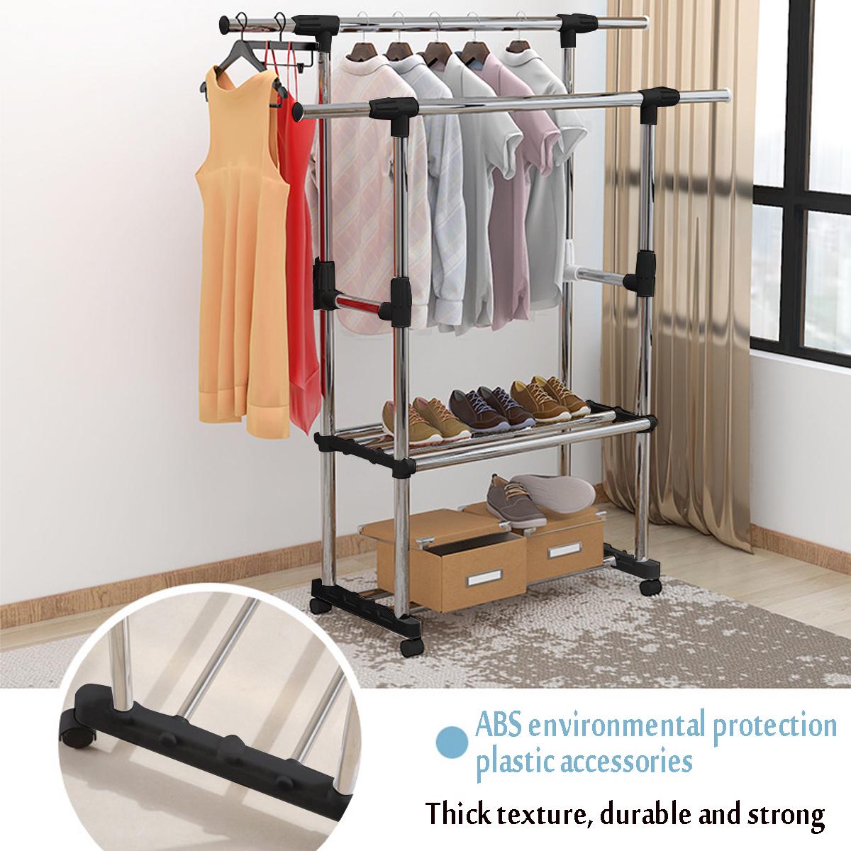 Double-pole Stainless Steel Clothes Rack Stand | Clothes Hanging Stand ...