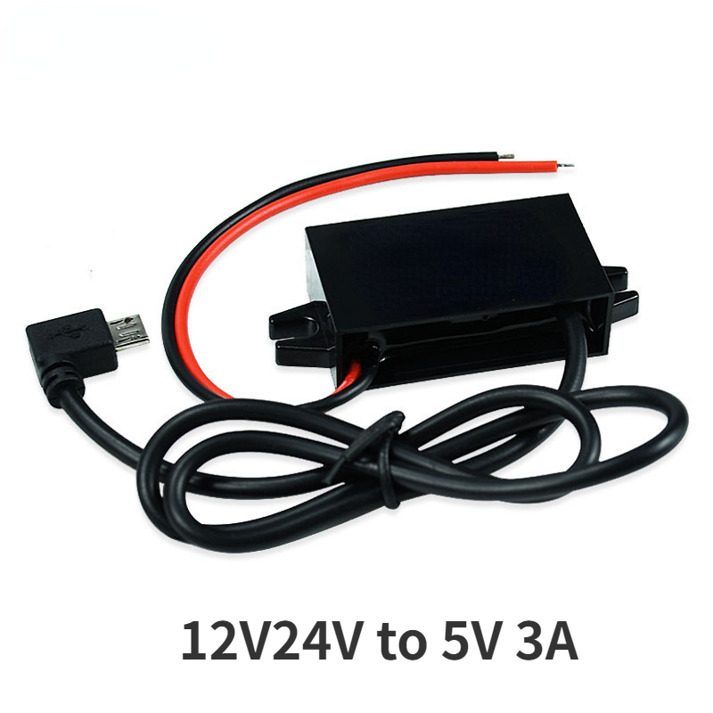 2024 12V24V to 5V 3A Car Power Converter Mini Micro USB Output Adapter ...