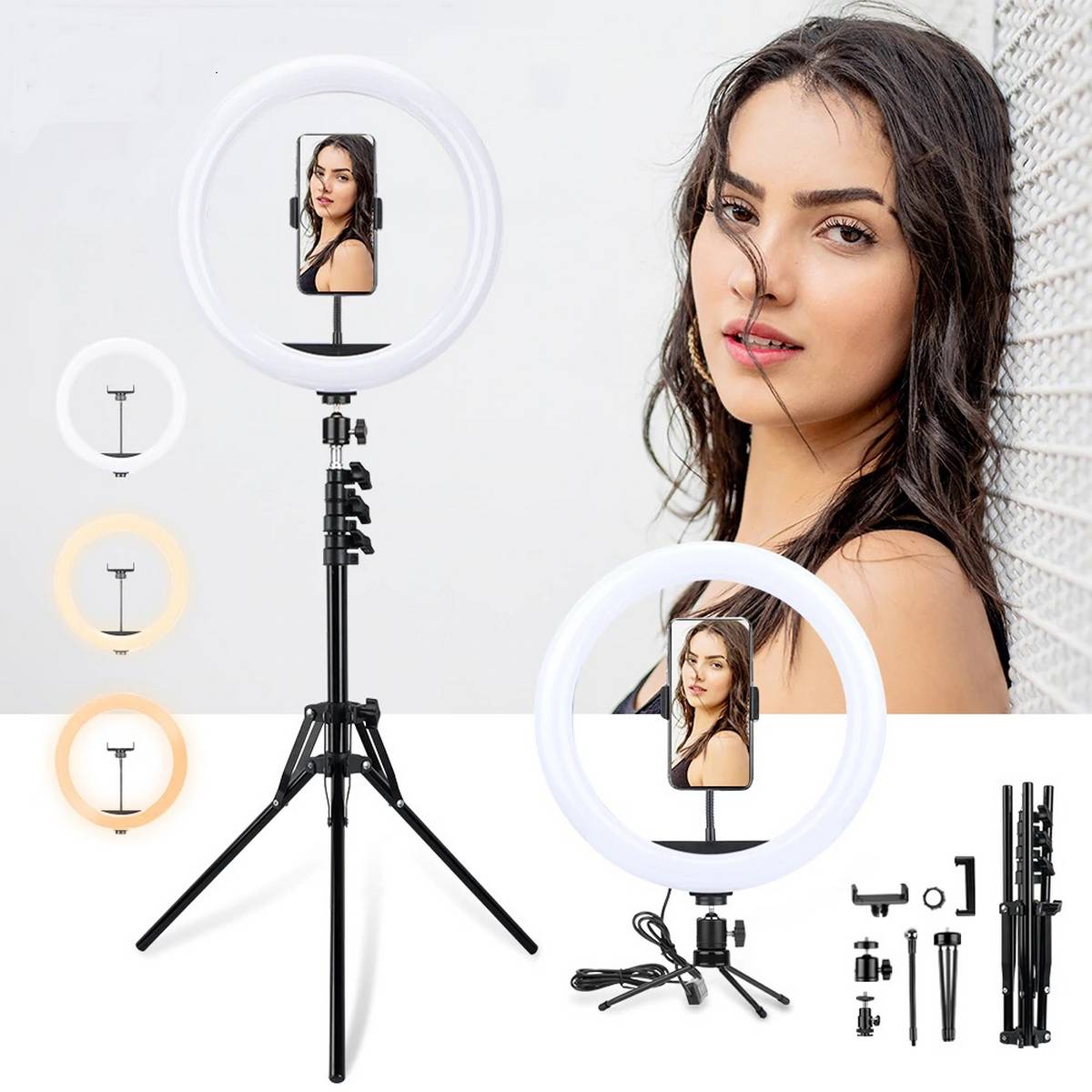 26CM Selfie LED Ring Light with Best Quality 7ft Aluminum tripod ...