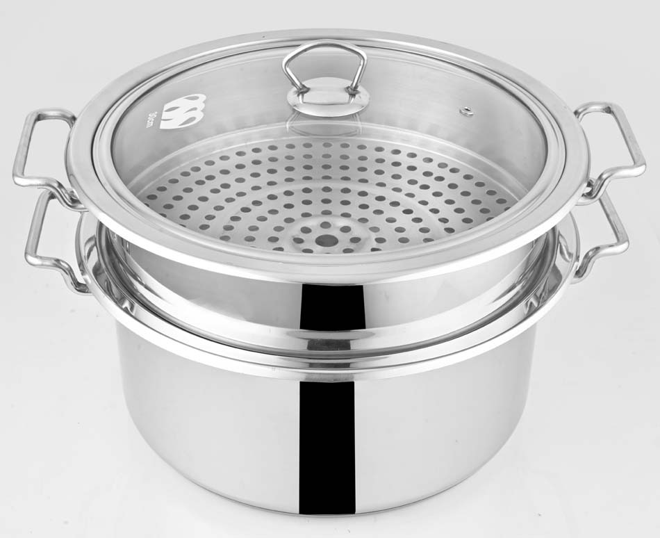 Alpha Pure Stainless Steel Food Vegetables Steamer double bottom heavy ...