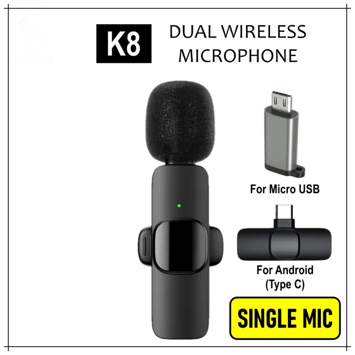 K8 Single K9 Single Dual Wireless Microphone Mic Universal Plug & Play ...