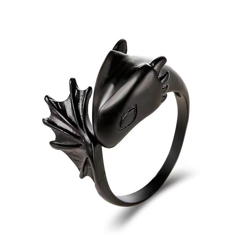 【LUCKET】Devil And Angel Couple Ring Open Toothless Ring Night Fury And ...