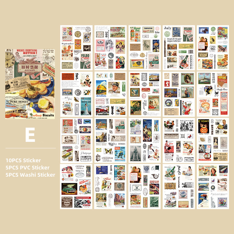 Panda Online 20 Sheets Vintage Estate Series Magazine Sticker Book ...