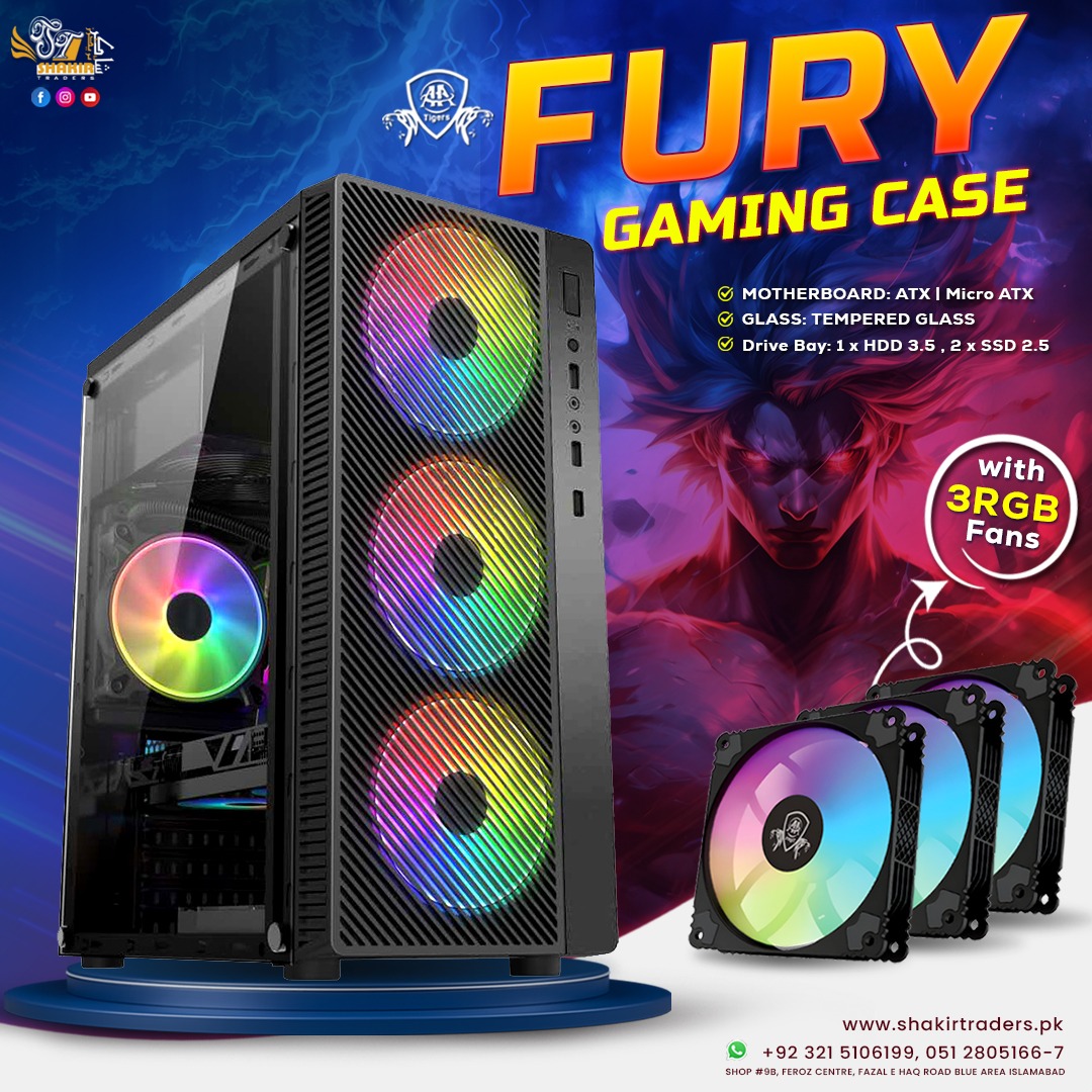 AA Tiger Fury Black Gaming Casing | Daraz.pk