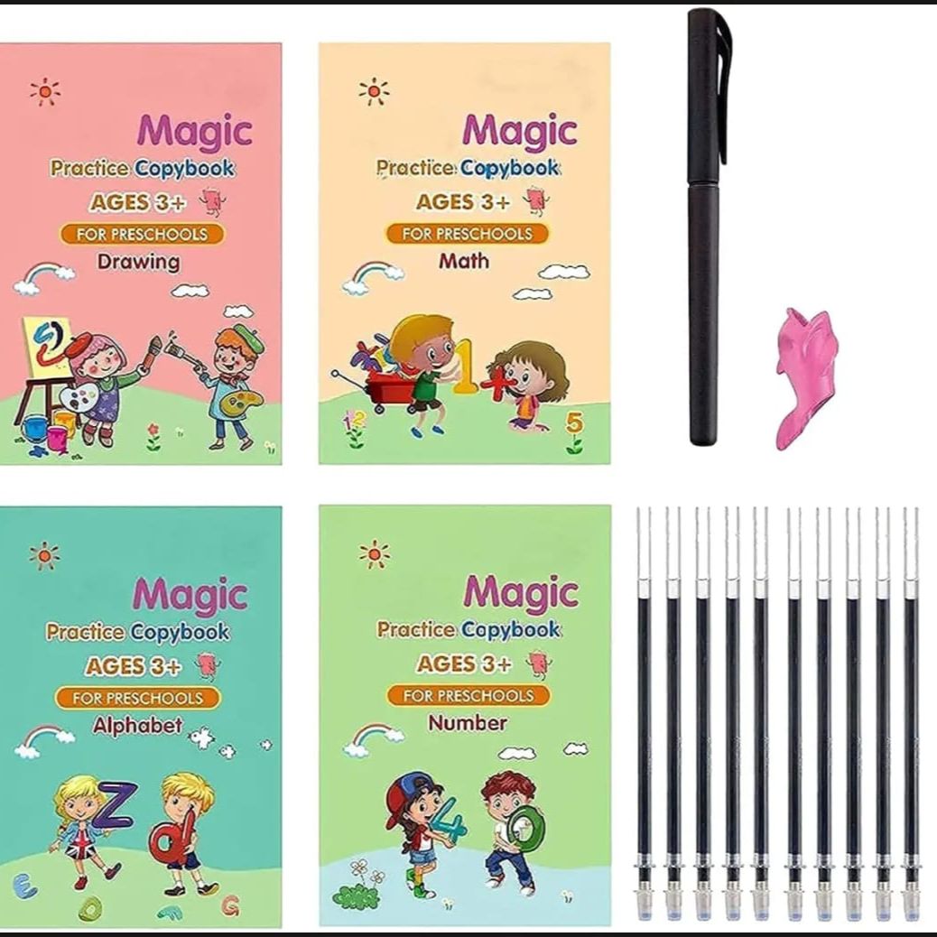 Set of 4 Sank Magic Learning Book with Magic Pen & 10 refills, Practice ...
