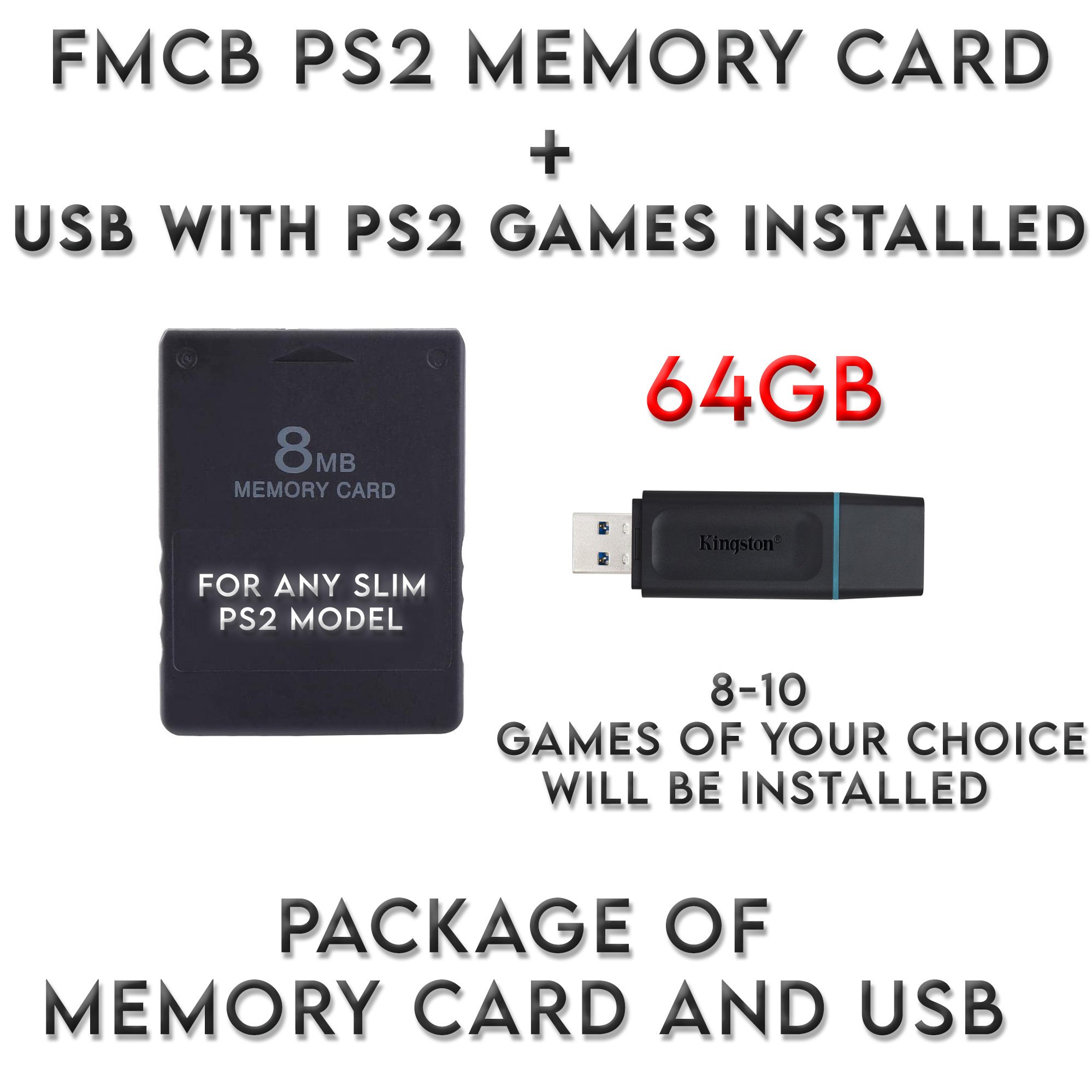 FMCB For PS2 Slim and PS2 fat with USB 8- 10 games installed ...
