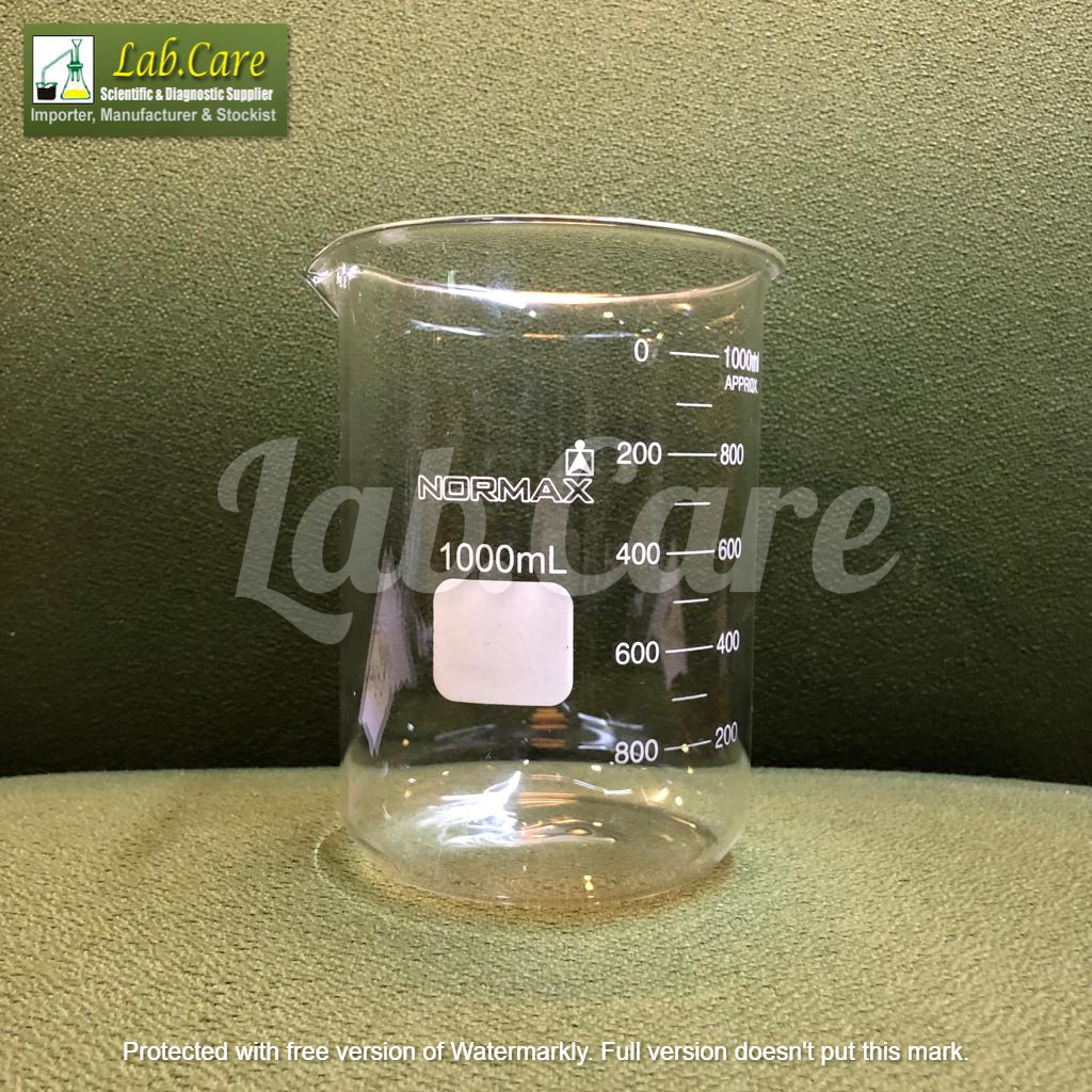Glass Beaker 1000 ml Normax, Low Form Griffin, Borosilicate 3.3 Glass ...
