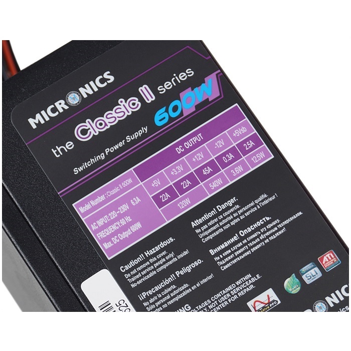 MICRONICS CLASSIC II Series 600W Gaming / Computer Power Supply Unit ...