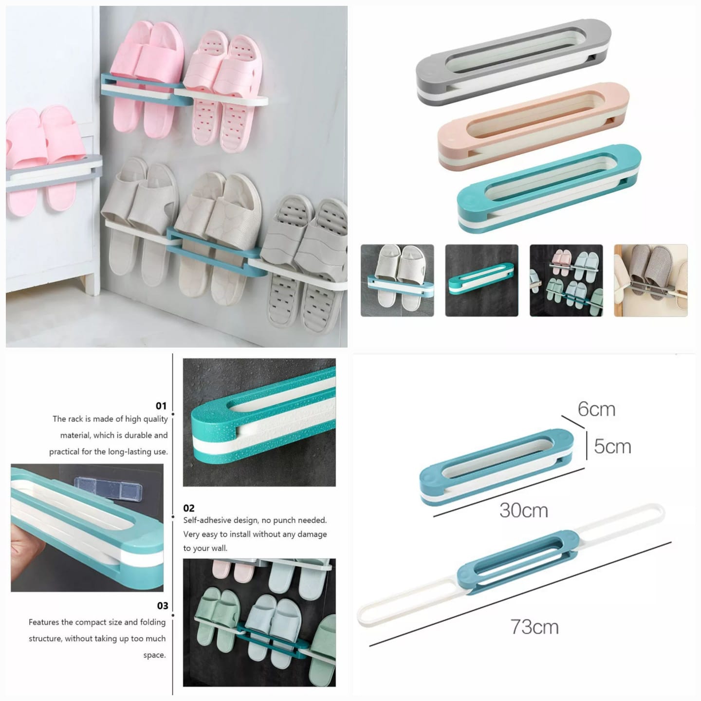 Self-adhesive Wall-Mounted Slipper Rack | Daraz.pk