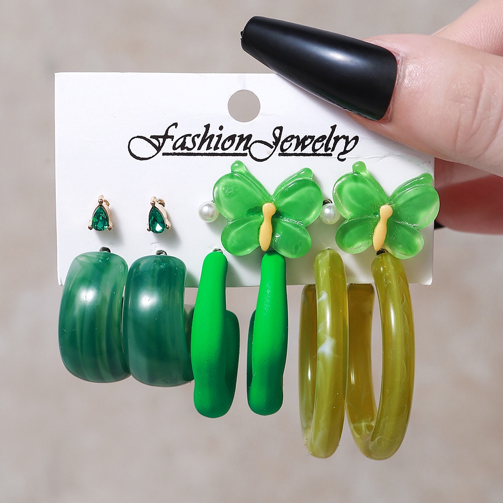 Bohemia Fashion Candy Color Resin Geometry C Shap Earrings Butterfly ...