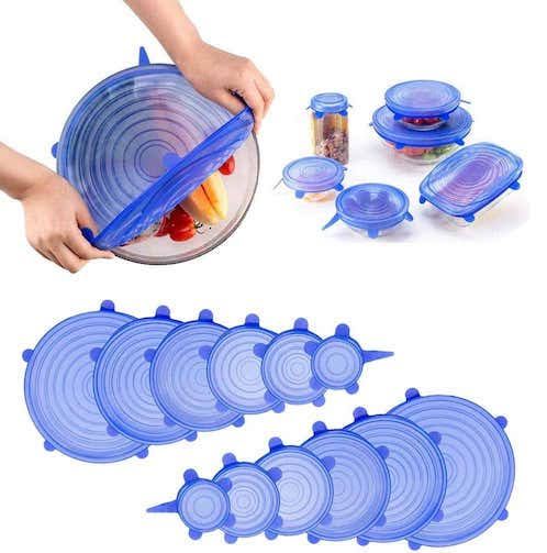 6 Pcs/ Set Reusable Food Silicone Cover Stretch Lids Caps for Cookware ...