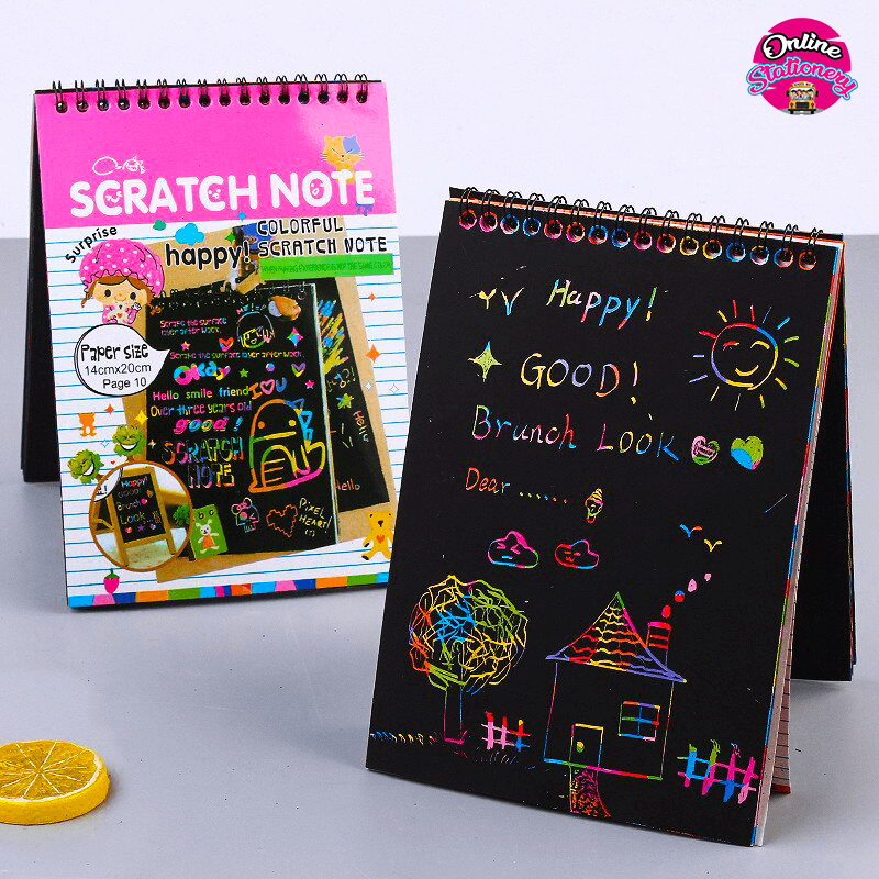 Kids Magic Drawing Paper Scratch Sketch Notebook 10 Pages A6/ A5/ A4 ...