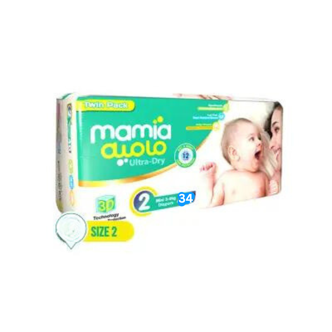 Mamia Mini Twin Diapers Pack Pcs 34 Size 2 | Daraz.pk