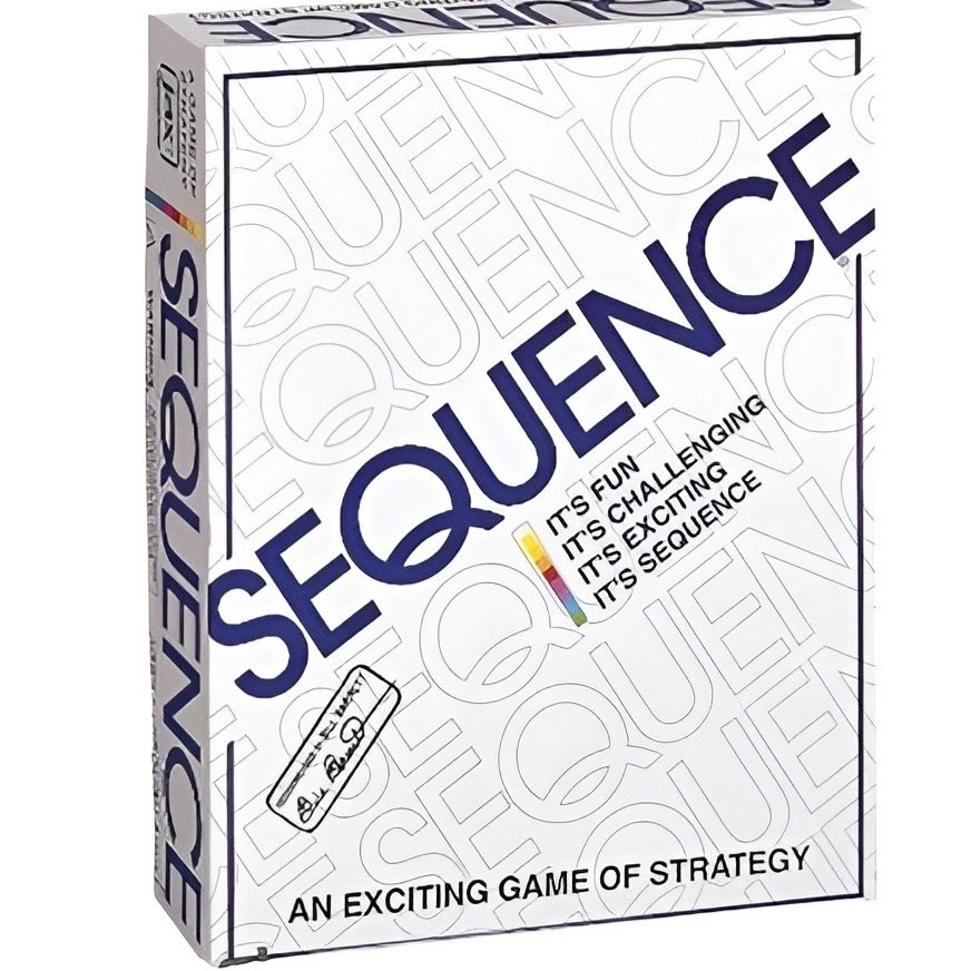 Sequence Board Game with Playing Board and Red Green & Blue Chips Strategy & War Games Board ...