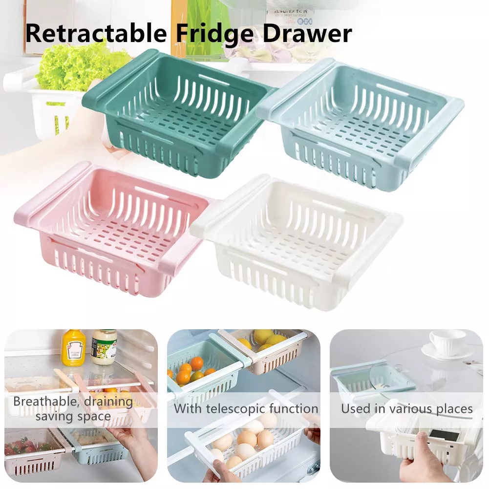 Techmanistan Telescopic Fridge Basket, Retractable Shelf Drawer ...