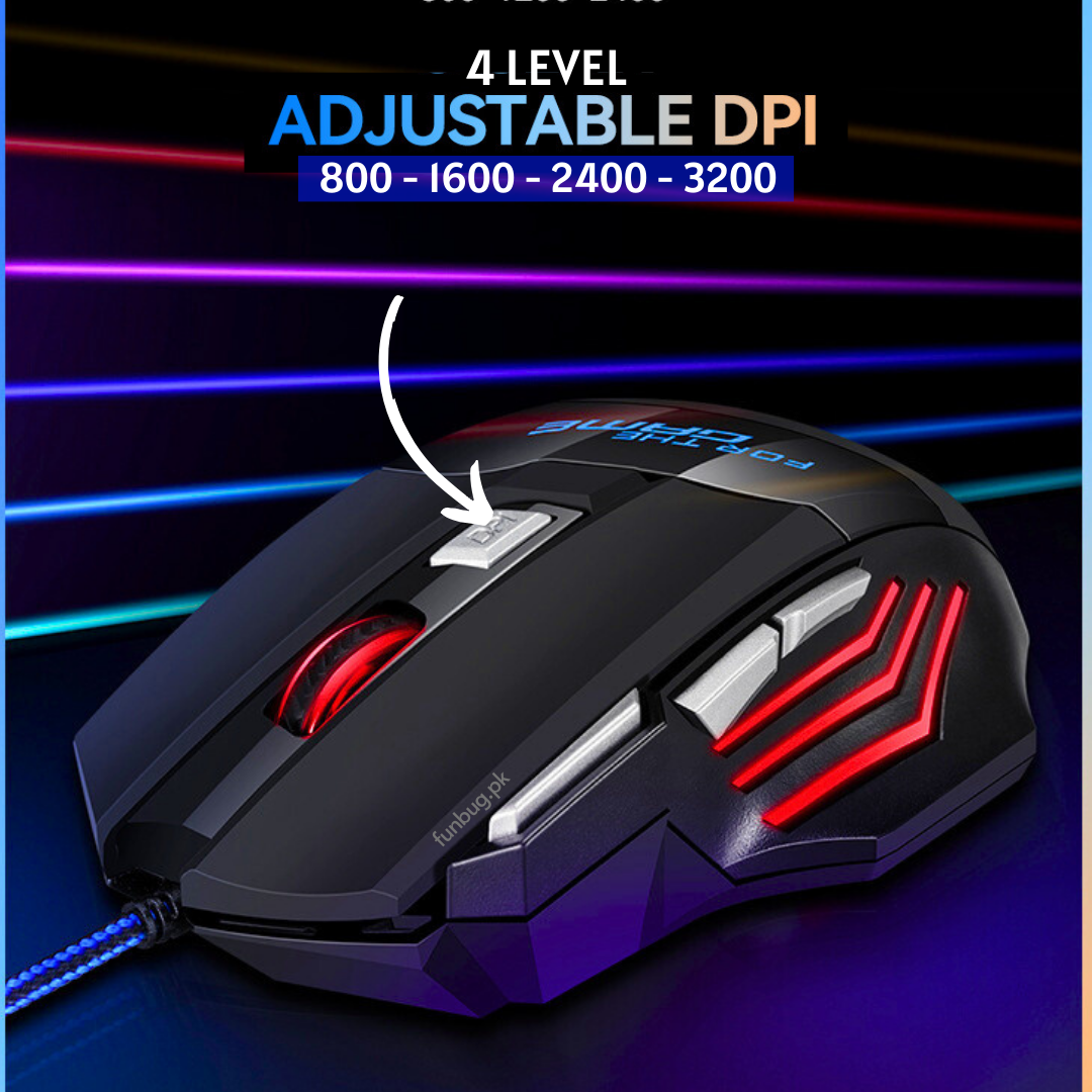 PRO Gaming Mouse RGB with 3200dpi - Breathing LED USB Wired Optical Computer Mouse with 6 ...