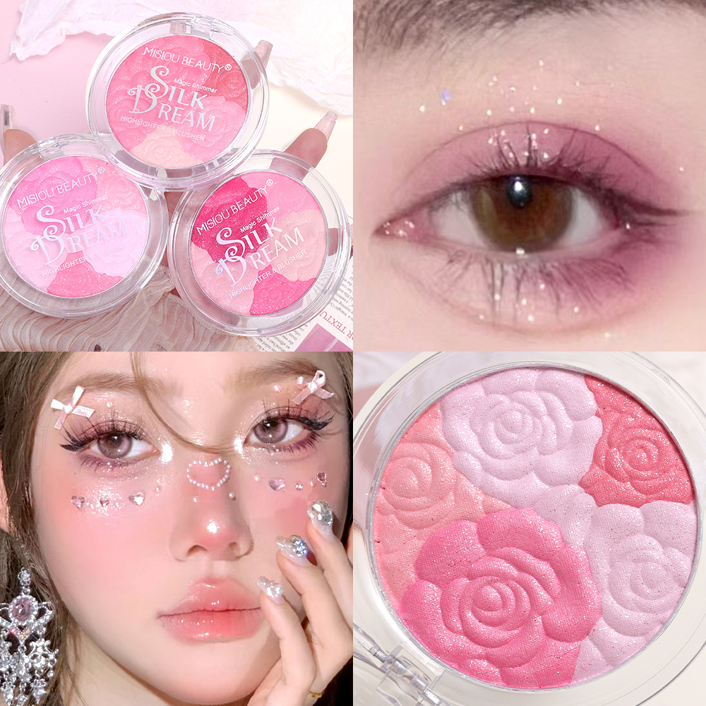 Flower Shape Monochrome Powder Blusher High Gloss Plate Small Ice Rouge ...
