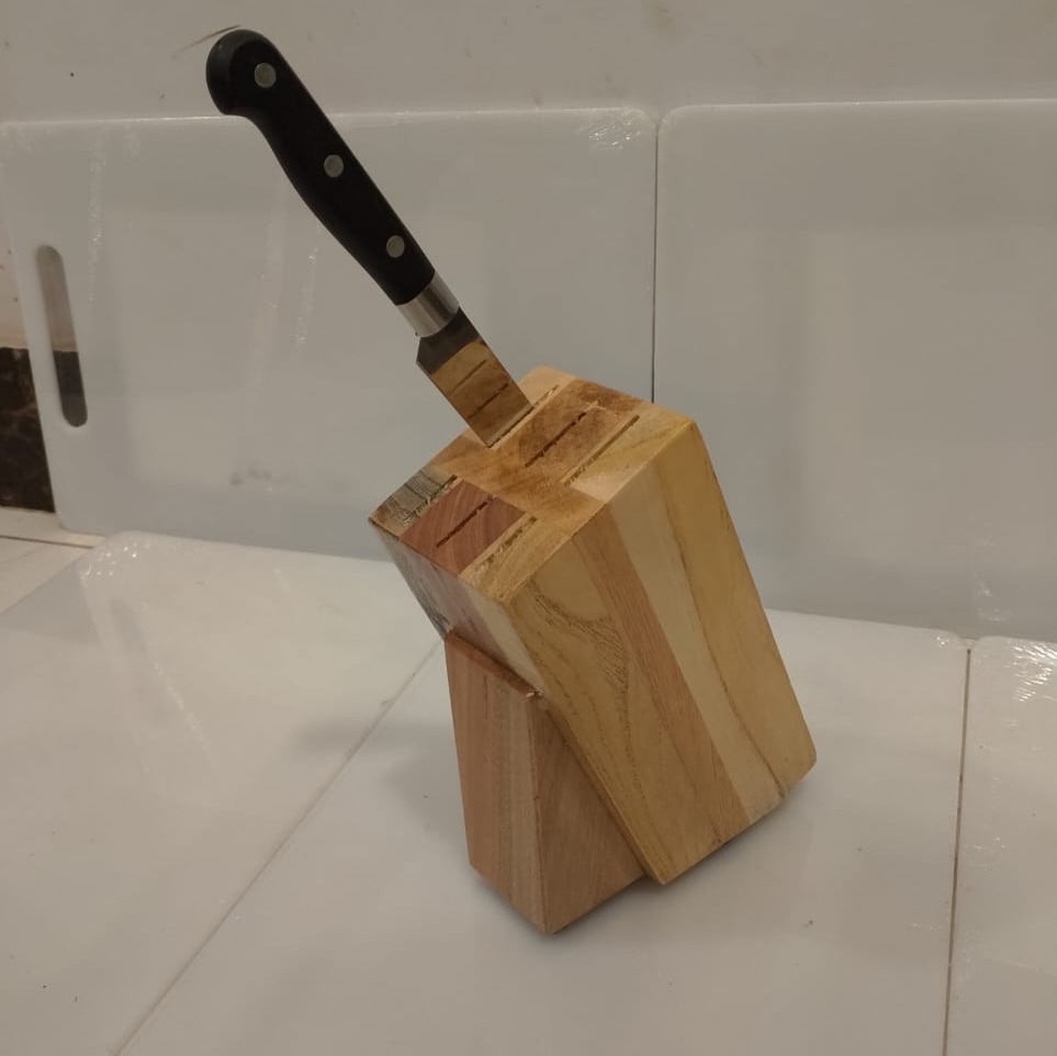 Premium Quality Wooden Knife Stand for Kitchen with 6 Knife Slot, 1 ...