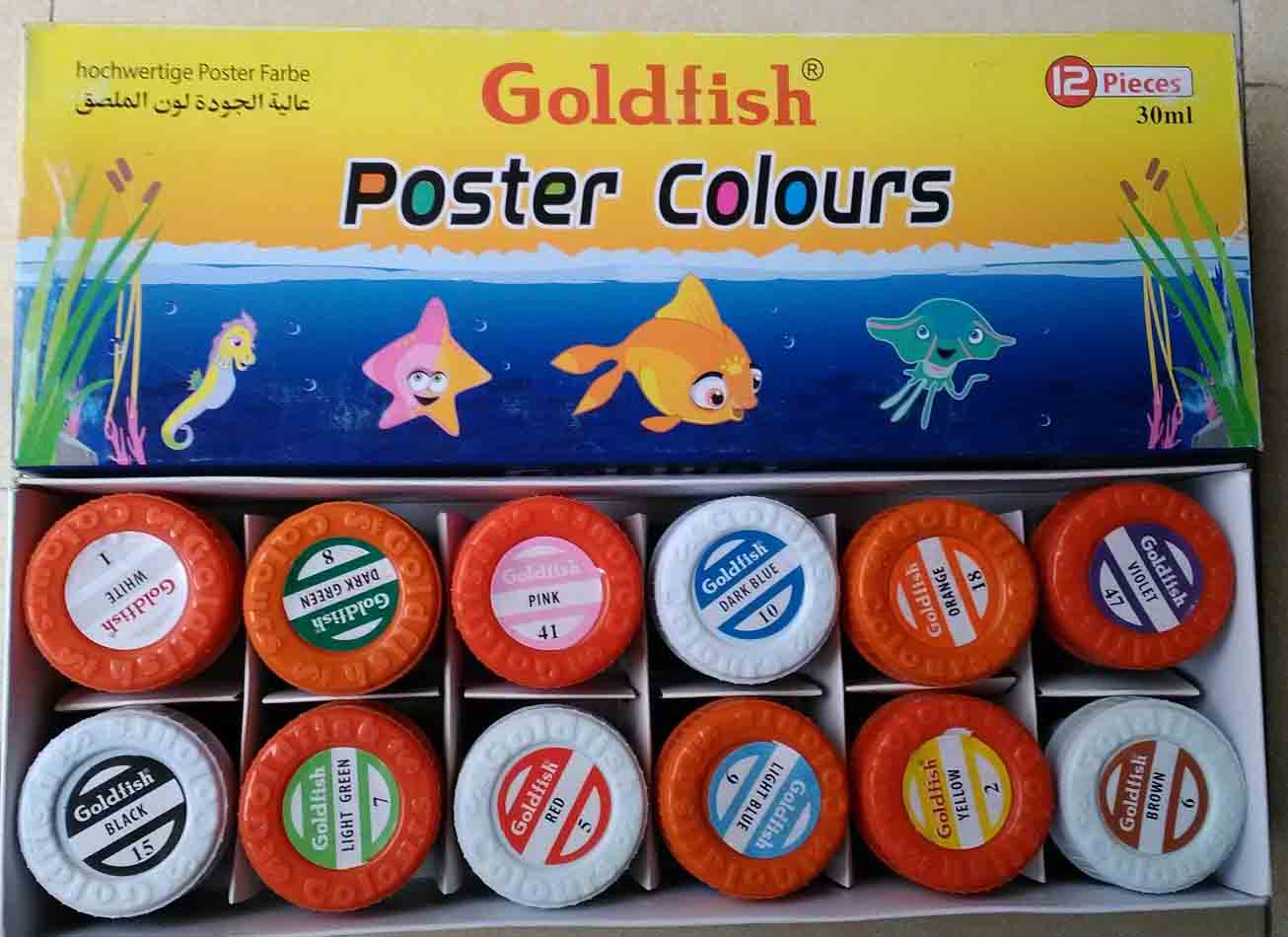 Goldfish Poster Colors 30ml 12 pc Colour Box Set for Bold and Lively ...