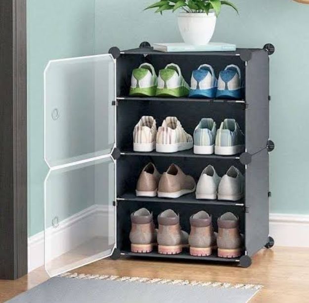 3Cube 6 Tiers DIY Shoe Rack, Portable Shoe Storage Organizer with Doors ...