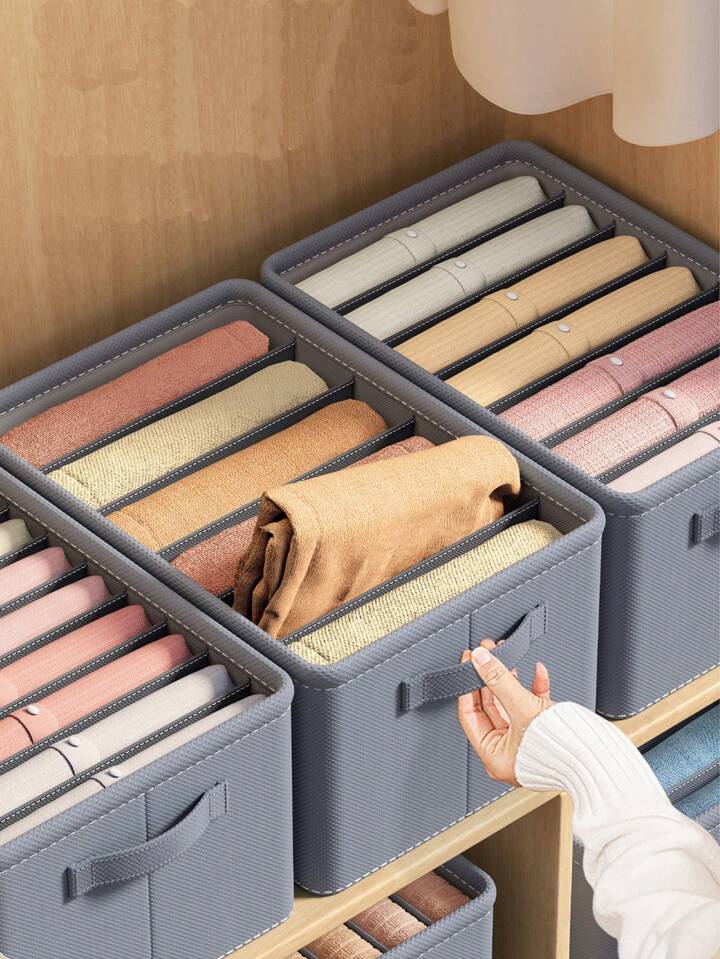 6 Grids Washable Wardrobe Clothes Organizer, Jeans Compartment Storage ...