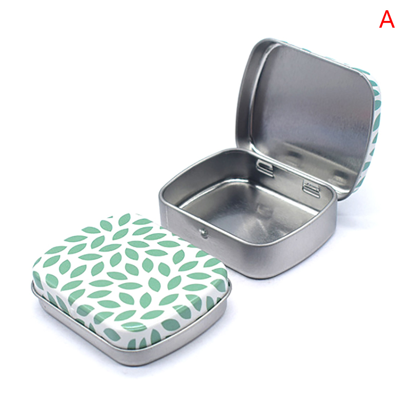 Portable Mini Metal Hinged Tin Box With Lid Rectangular Small Storage ...