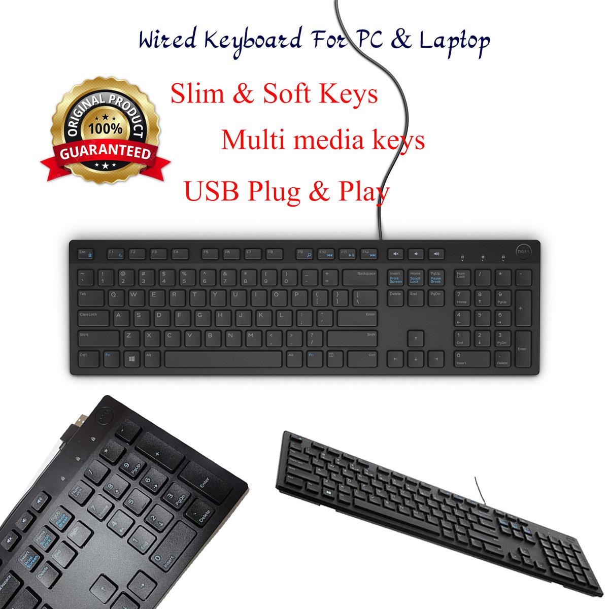 Keyboard for pc & laptop 100% Orignal DEL USB Slim Multimedia Keyboard ...