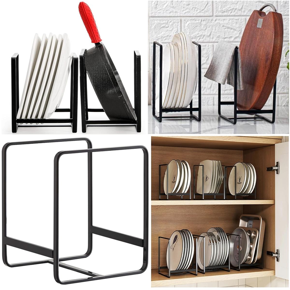 Space Saving Pot Plate Fry Pan Storage Cabinet Wardrobe Rack Organiser ...