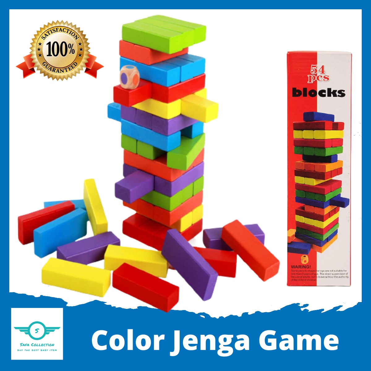 1Set/54 PCS Wooden Large Color Digital Stacking High Preschool Blocks ...