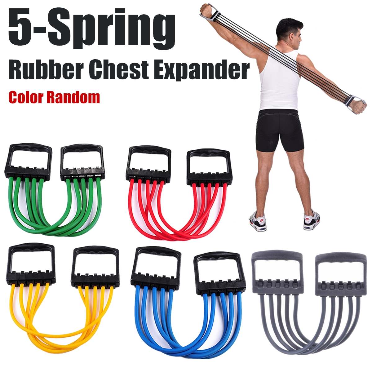 Chest Expander Silicone Adjustable Resistance Exercise Bands Pull ...