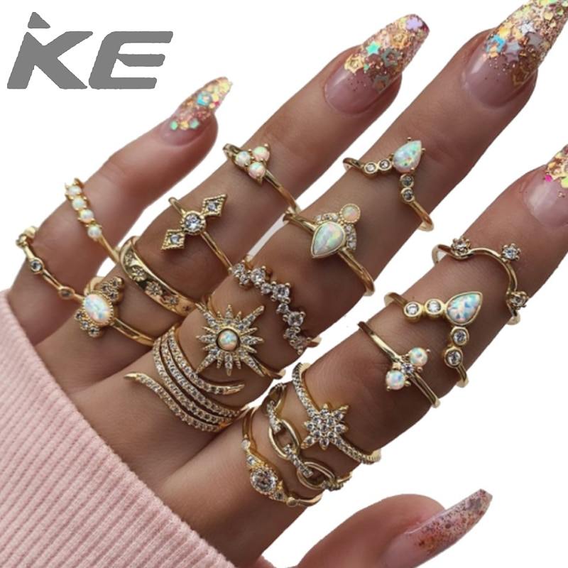 22 style Vintage Gold Color Snake Flower Butterfly Crystal Midi Ring ...