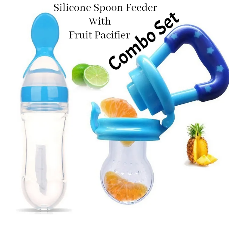 Face Value 2 in 1 Pacifier and Spoon Feeder Silicone Baby Feeding Spoon ...