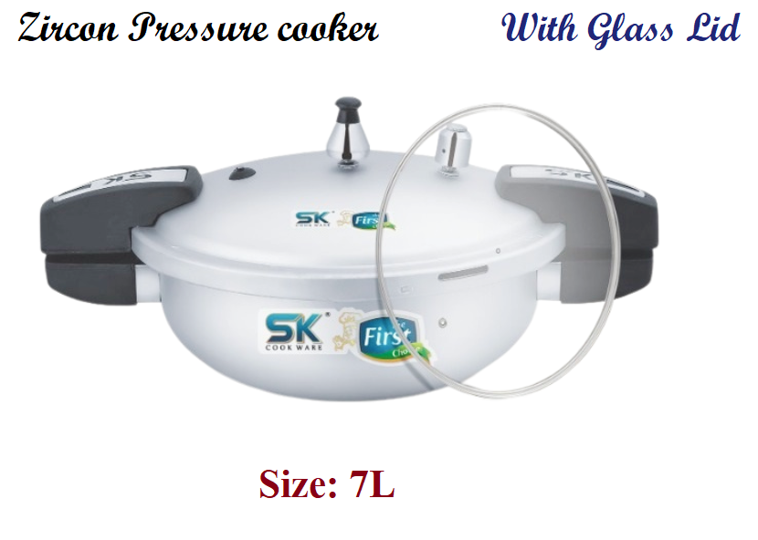 Zircon 7 Liter Pressure Cooker with Glass Lid – 2-in-1 Karahi ...