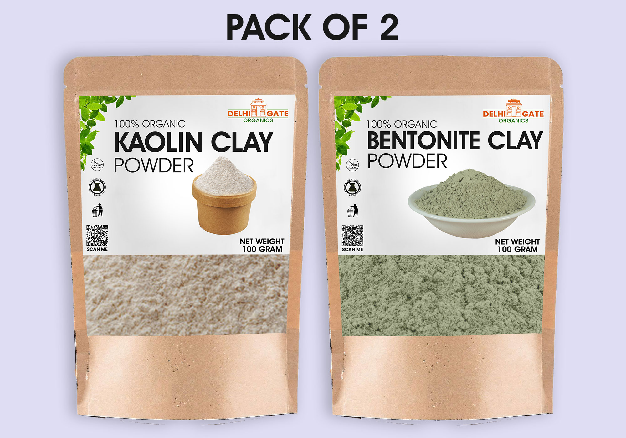 Pack of 2 - 100 % Natural & Pure White Kaolin Clay Fine Powder ...