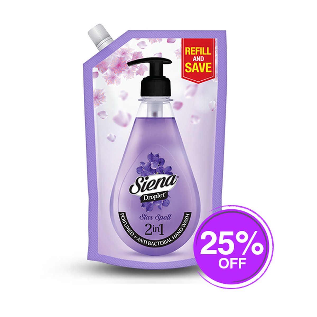 Siena Droplet Perfumed + Antibacterial Hand Wash 400ml Refill Pouch ...