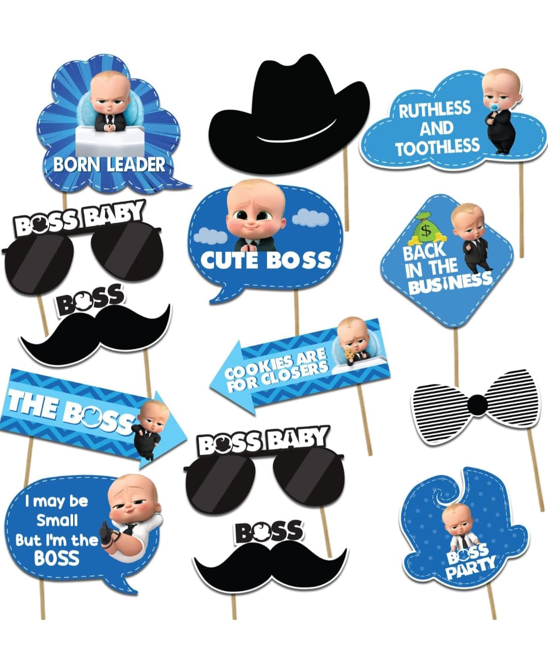 Boss Baby Theme Birthday Props 10Pcs Boss Baby Birthday Decoration ...