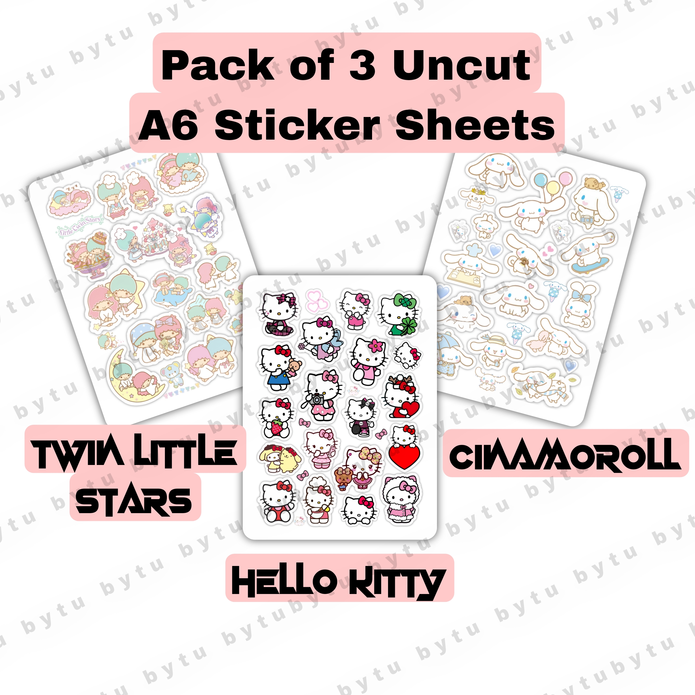 Pack of 3 ànd 1 (see variations) Cute Stickers Kuromi My Melody And ...