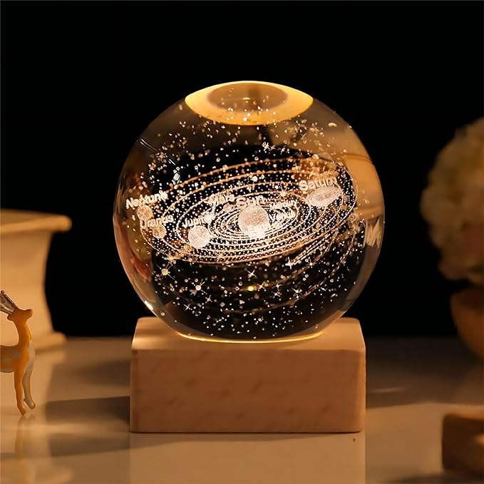 USB LED Night Light, Galaxy Crystal Ball Lamp, 3D Planet Moon Lamp for ...
